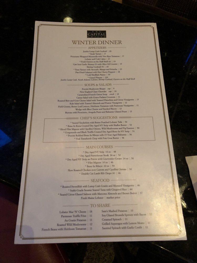 Menu at The Capital Grille pub & bar, Tampa