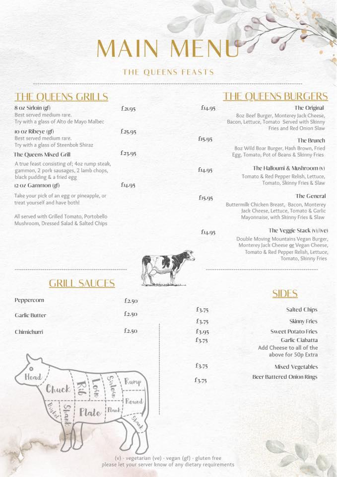 Menu at The Queens at Horton pub & bar, Leegomery