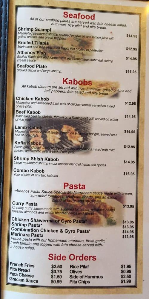 Menu at Athenos Greek & Lebanese Cafe - Brusly, Brusly, 504 N Vaughn Dr