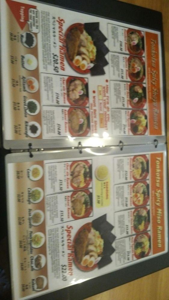 Menu at Tetsumen restaurant, Hilo