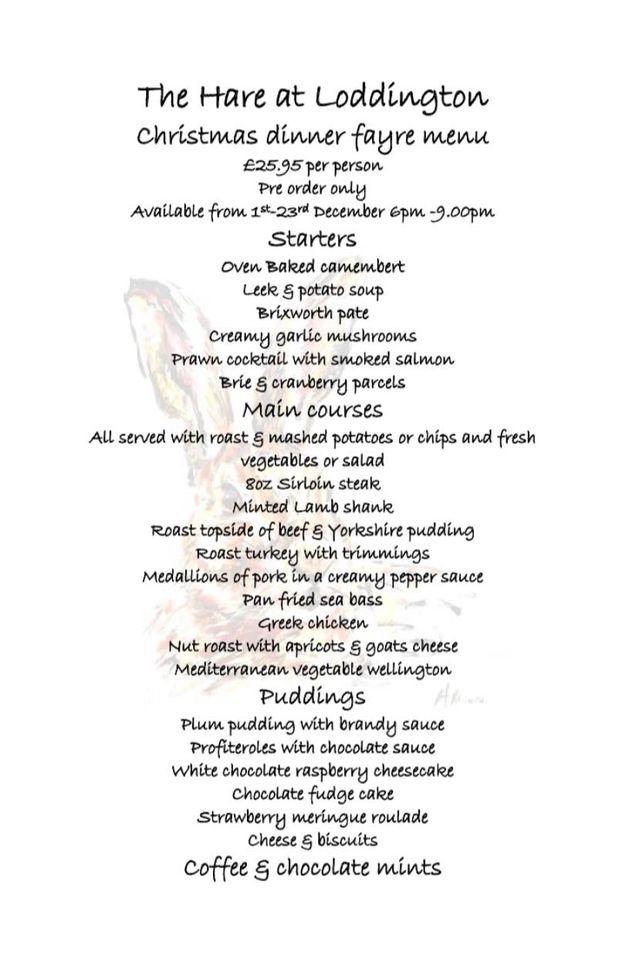 Menu at The Hare At Loddington pub & bar, Loddington, Main St