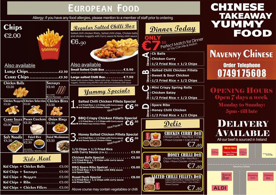 Menu at Yummy Kitchen Chinese Takeaway restaurant, Ballybofey