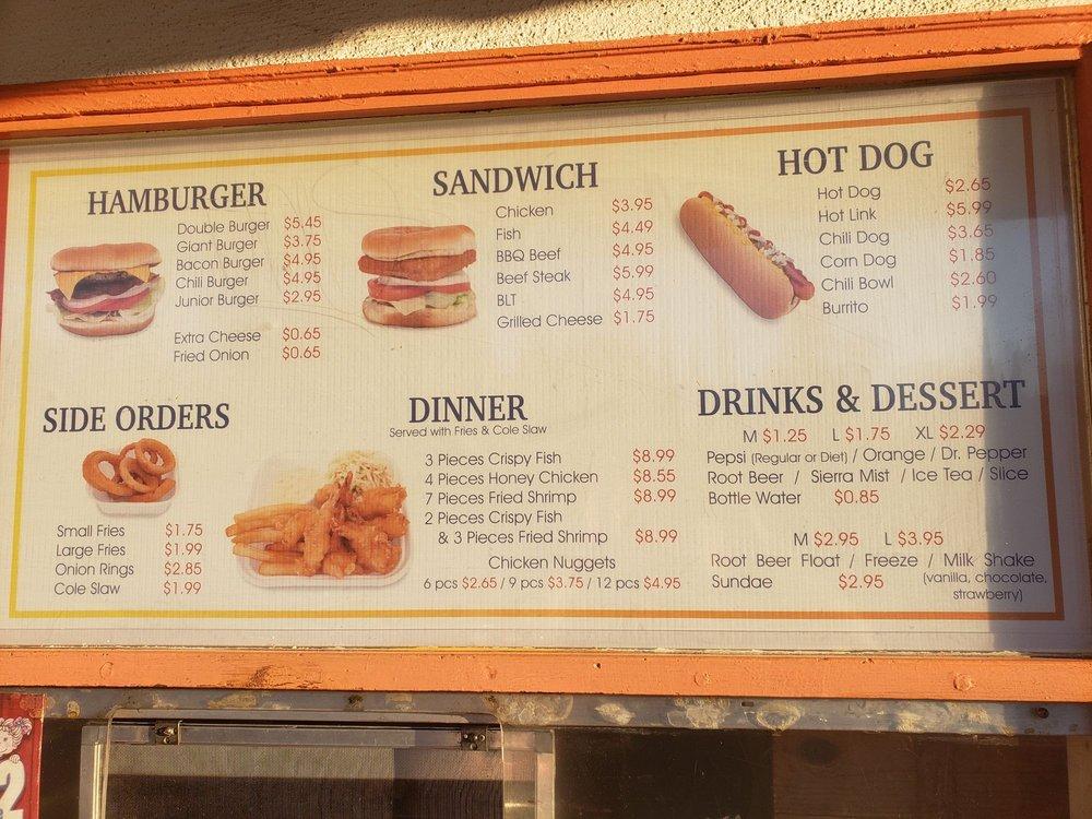 Menu at Ben's Burgers restaurant, Bay Point