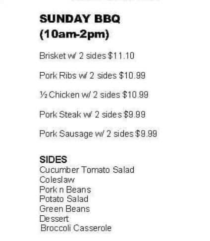 Menu at Billeaud's No. 3 LLC restaurant, Broussard