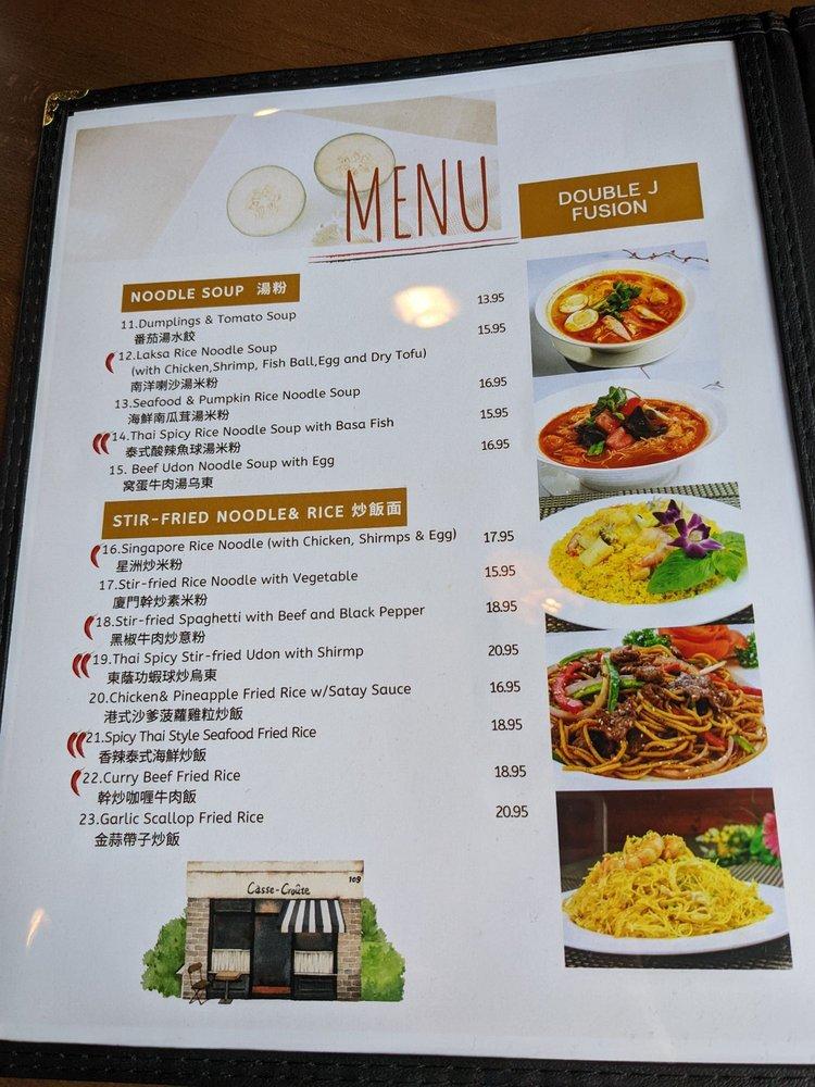 Menu at Double J Hong Kong Fusion cafe, Kelowna