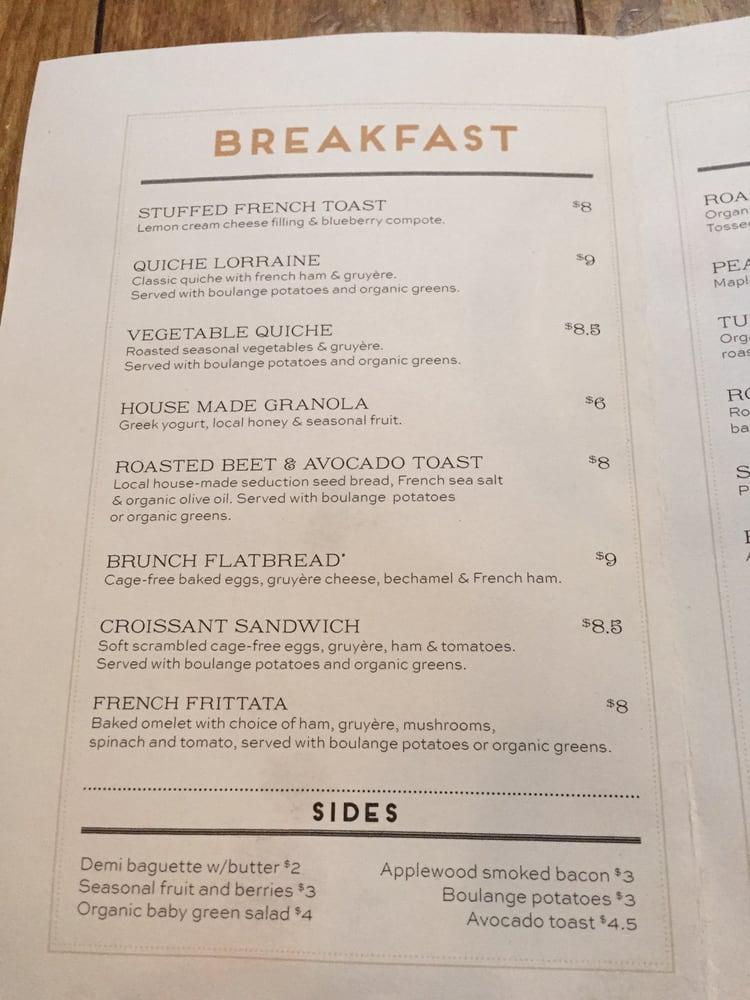 Menu at Eva's Bakery, Salt Lake City