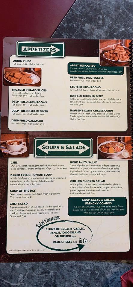 Menu at Highway 63 Diner restaurant, Waterloo