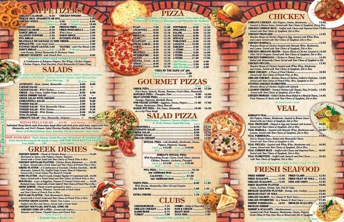 Menu at Jordan's Too pizzeria, Norwalk, 252 Flax Hill Rd