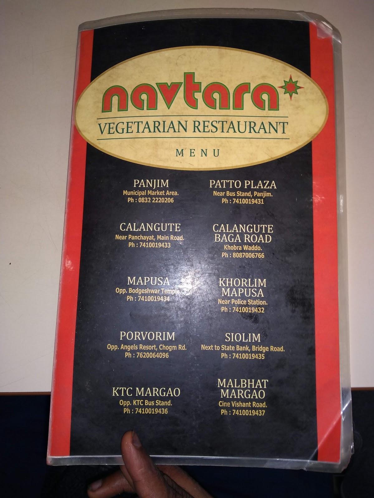 Menu at Navtara Veg Restaurant, Siolim