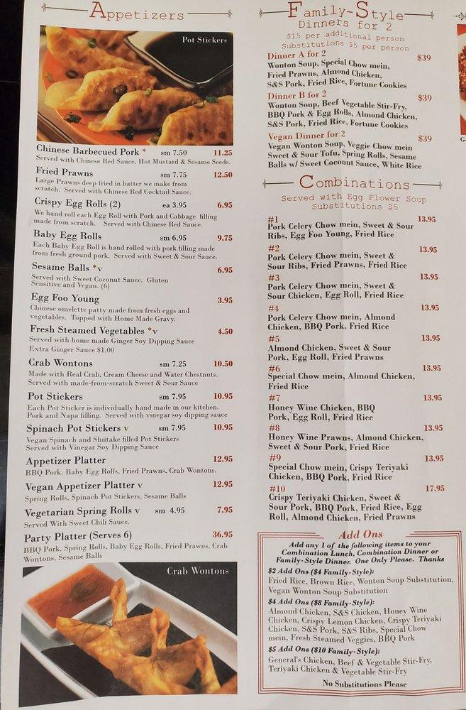 Menu at Red Dragon Northside restaurant, Spokane, E Diamond Ave