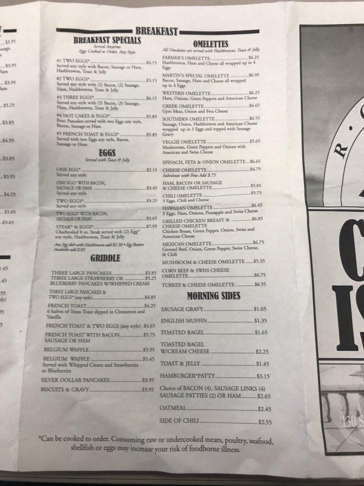 Menu at Romeo Coney Island restaurant, Romeo