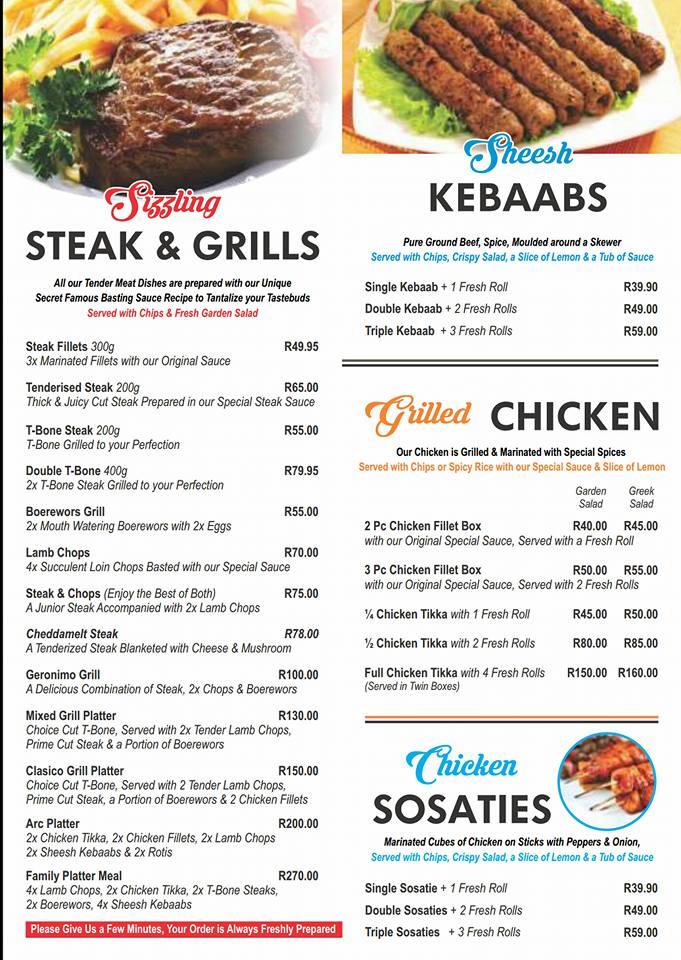 Menu at AKRAM'S Halaal Food's restaurant, Springs