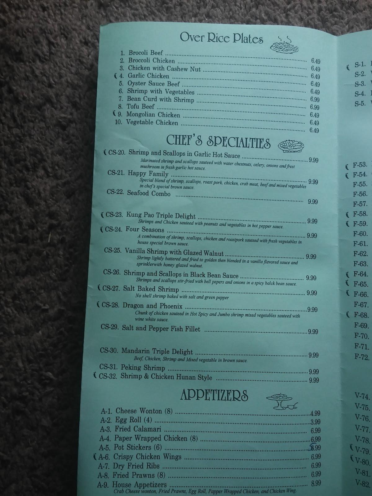 Menu at Rich Express Chinese Food restaurant, Sacramento