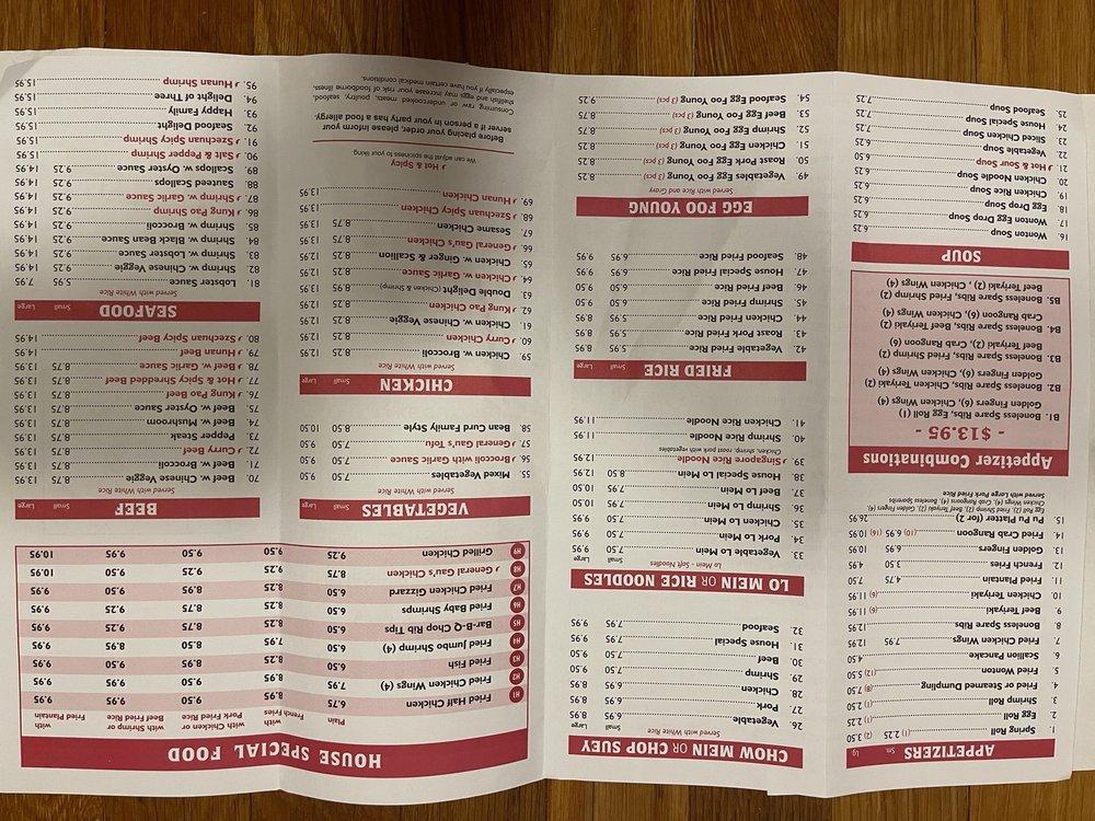 Menu at Chung Wah restaurant, Boston, 199 Bowdoin St