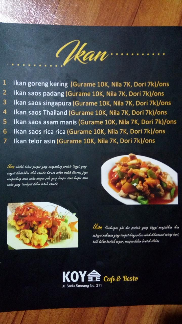 Menu at Koya Cafe & Resto, Soreang, Jl. Raya Soreang-Ciwidey No.211