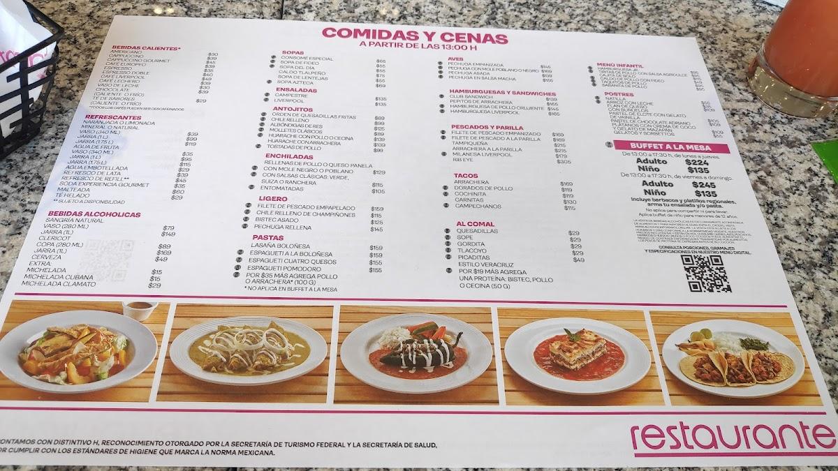 Carta de Restaurante Liverpool Esfera, Monterrey