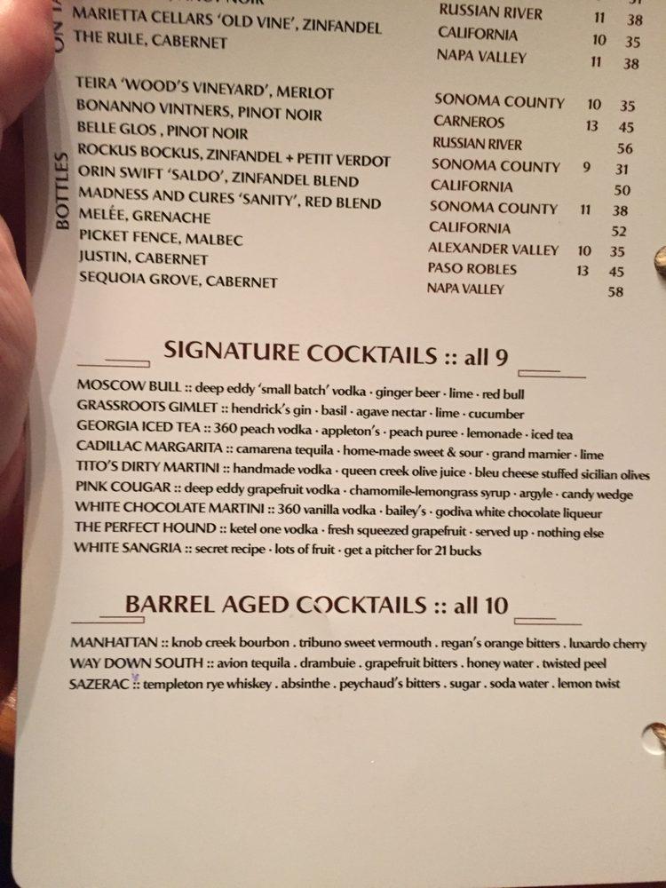 Menu at The Macintosh pub & bar, Phoenix, E Camelback Rd