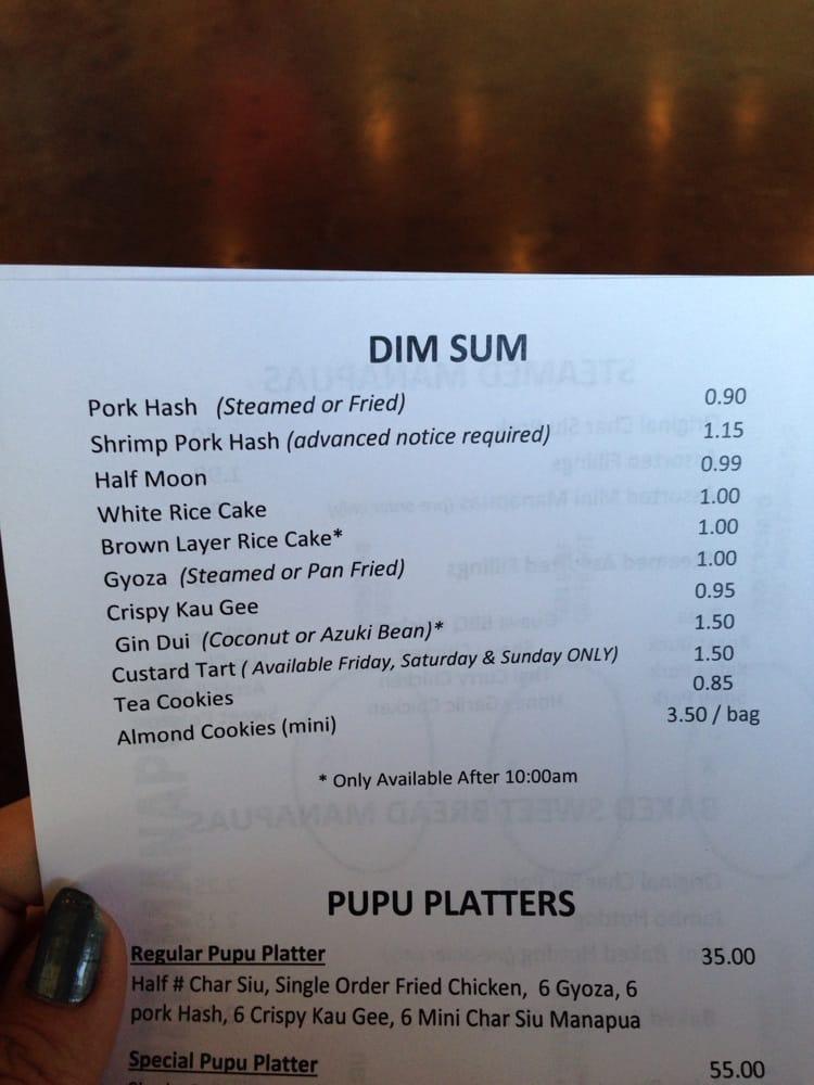 Menu at Chun Wah Kam Noodle Factory restaurant, Kapolei