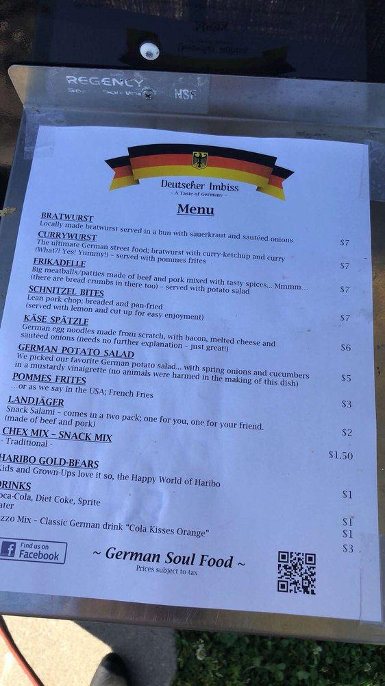 Menu at Deutscher Imbiss, Virginia Beach, Pleasure House Rd