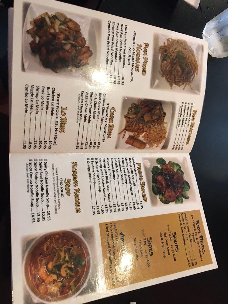 Menu at Golden Taipei restaurant, Colby