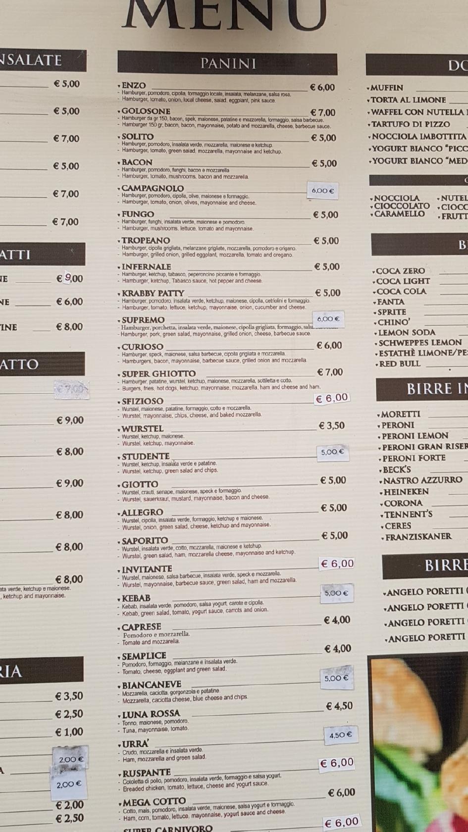Menu at Paninoteca Da Enzo pub & bar, Tropea