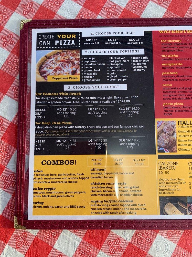 Menu at Water Street Pizzeria, Henderson