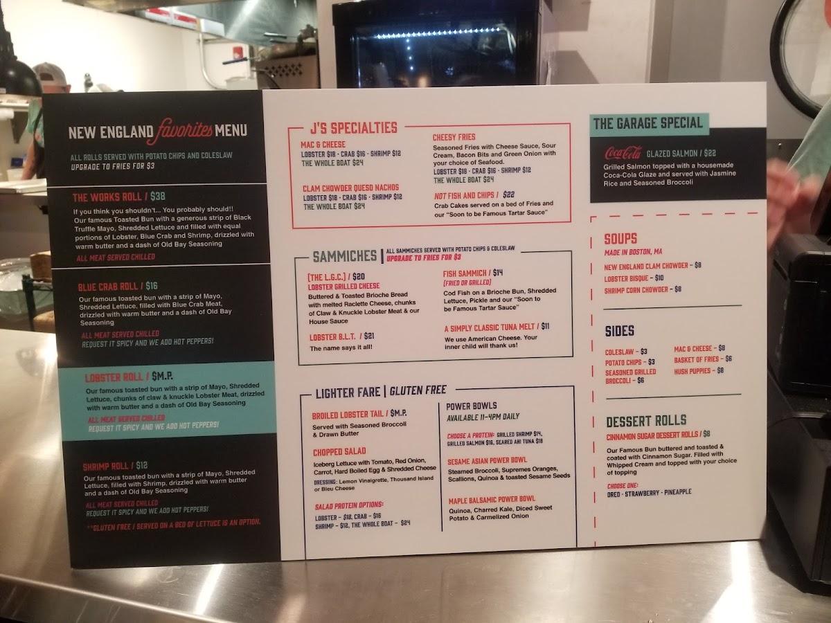 Menu at J's Lobster & Fish Market restaurant, Indianapolis