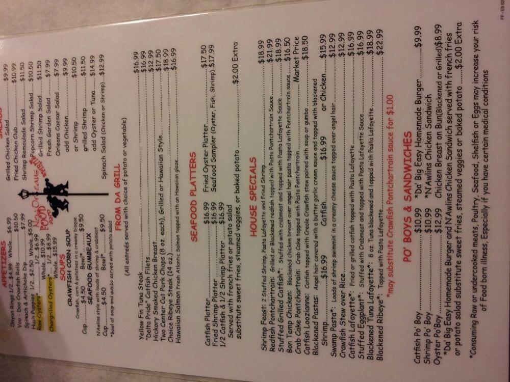 Menu at New Orleans Food & Spirits restaurant, Metairie, 210 Metairie ...