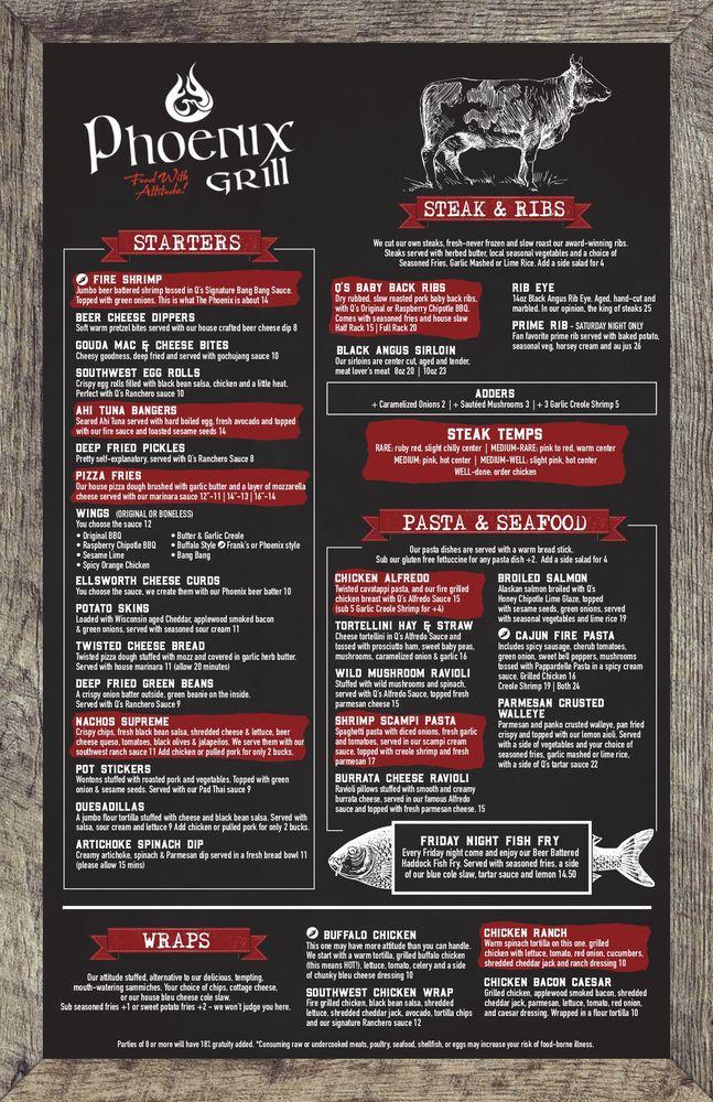 Menu at Phoenix Grill & Event Center pub & bar, Baldwin, 10th Ave