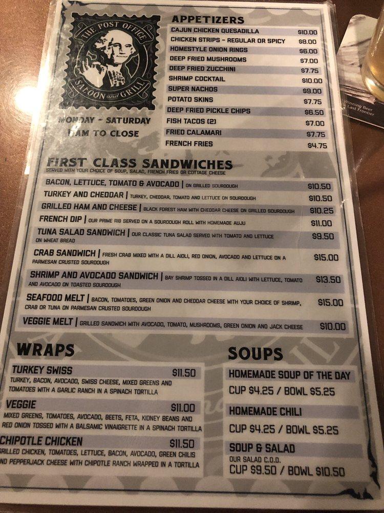 Menu at Post Office Saloon & Grill pub & bar, Redding