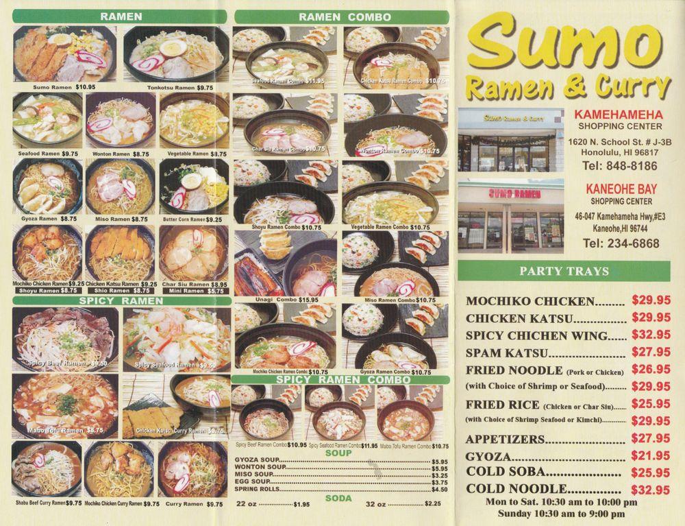 Menu at Sumo Ramen & Curry restaurant, Honolulu, N School St