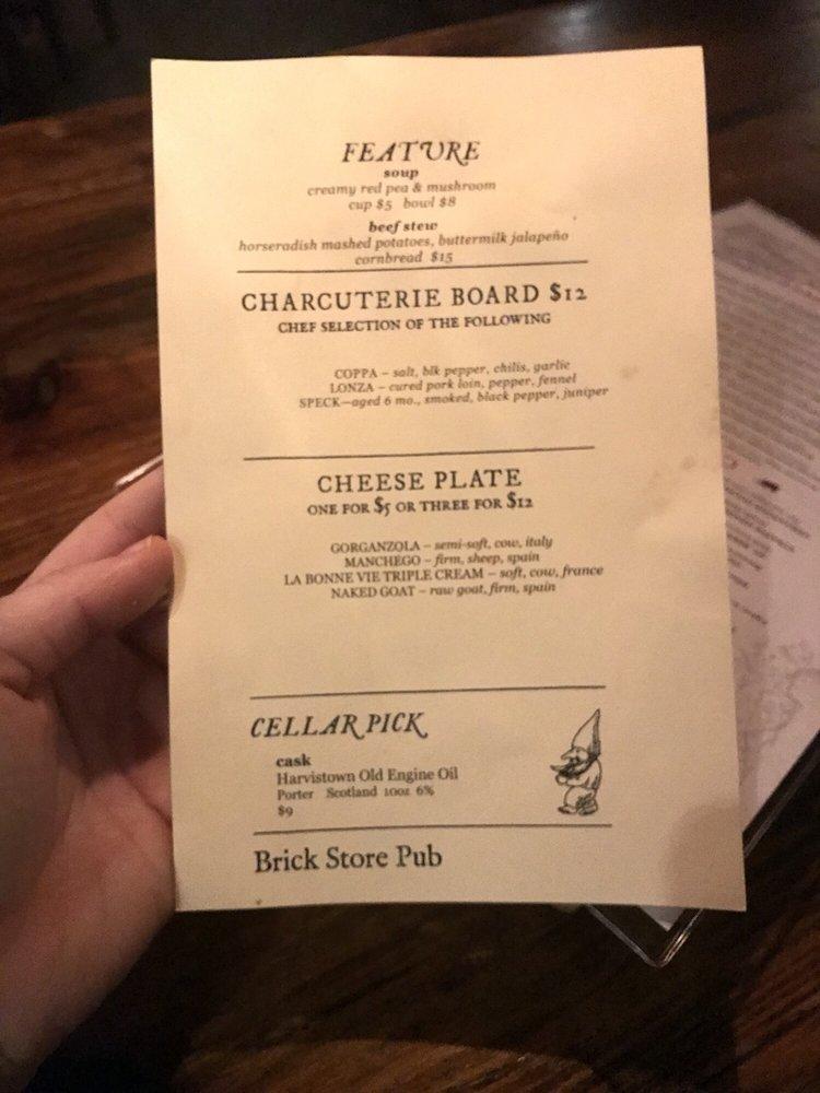 Menu at Brick Store Pub, Decatur