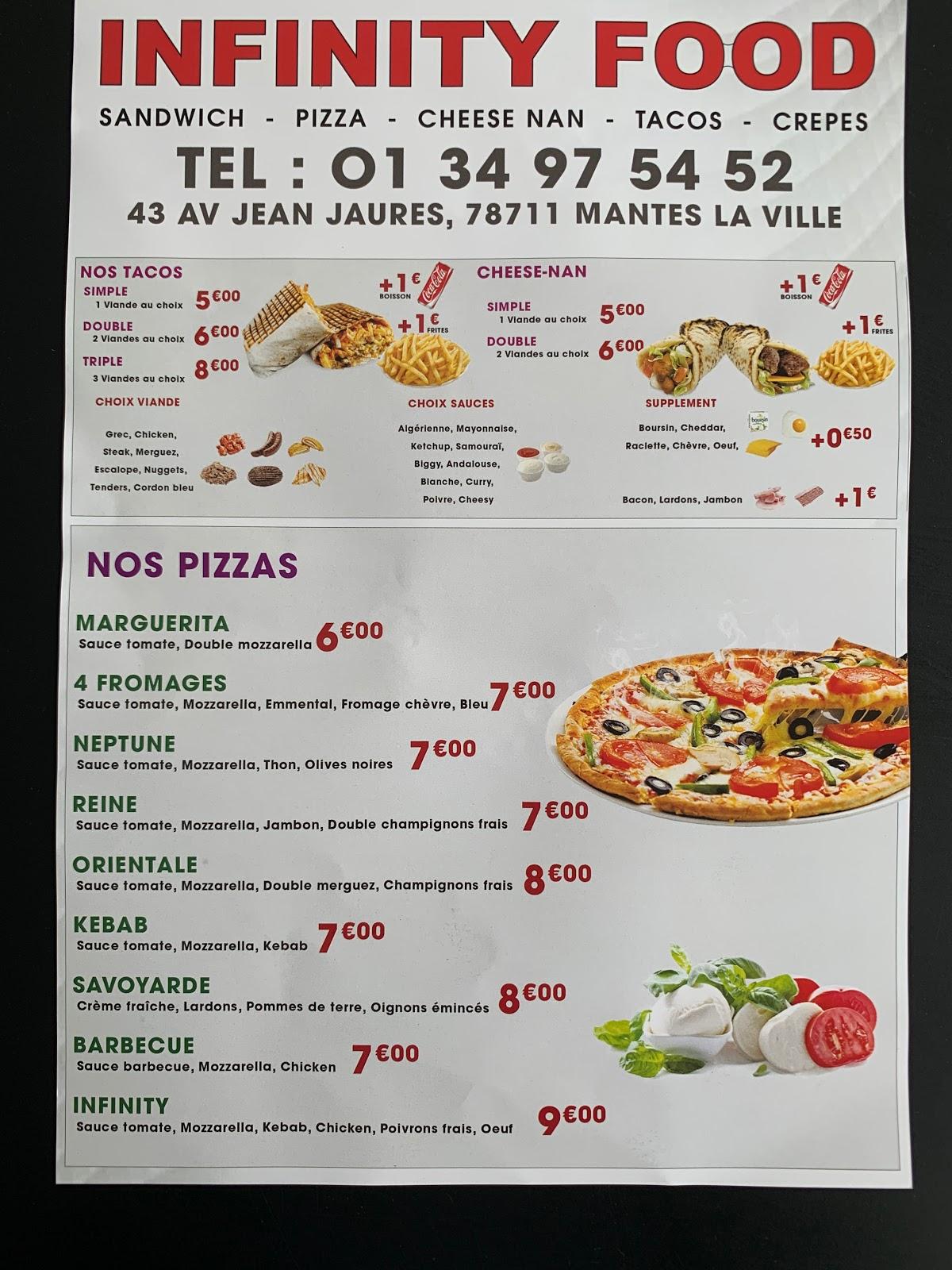 Menu at Infinity food restaurant, Mantes-la-Ville