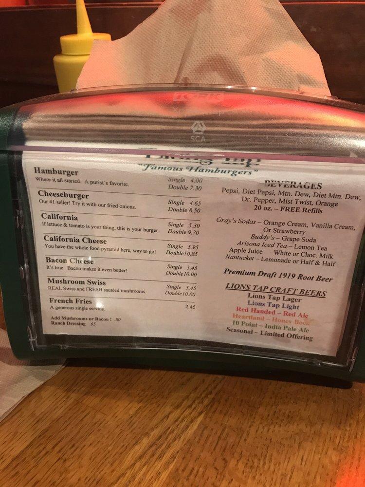 Menu at Lions Tap restaurant, Eden Prairie