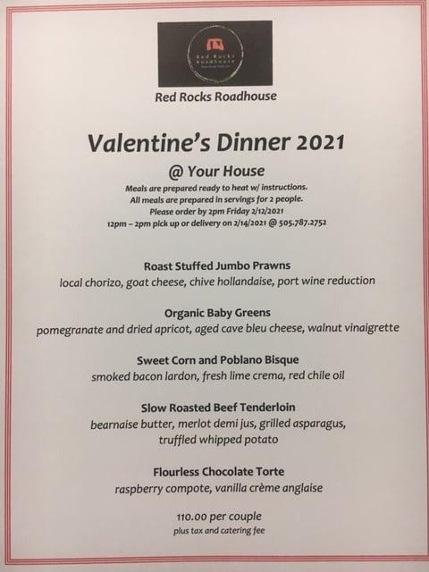 Menu at Red Rocks Roadhouse restaurant, Farmington