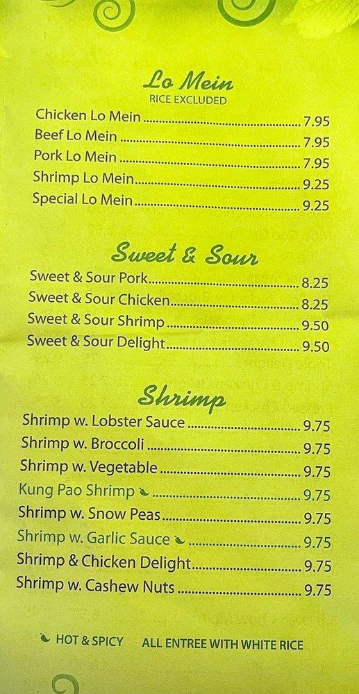 Menu at Wok Inn restaurant, Magnolia