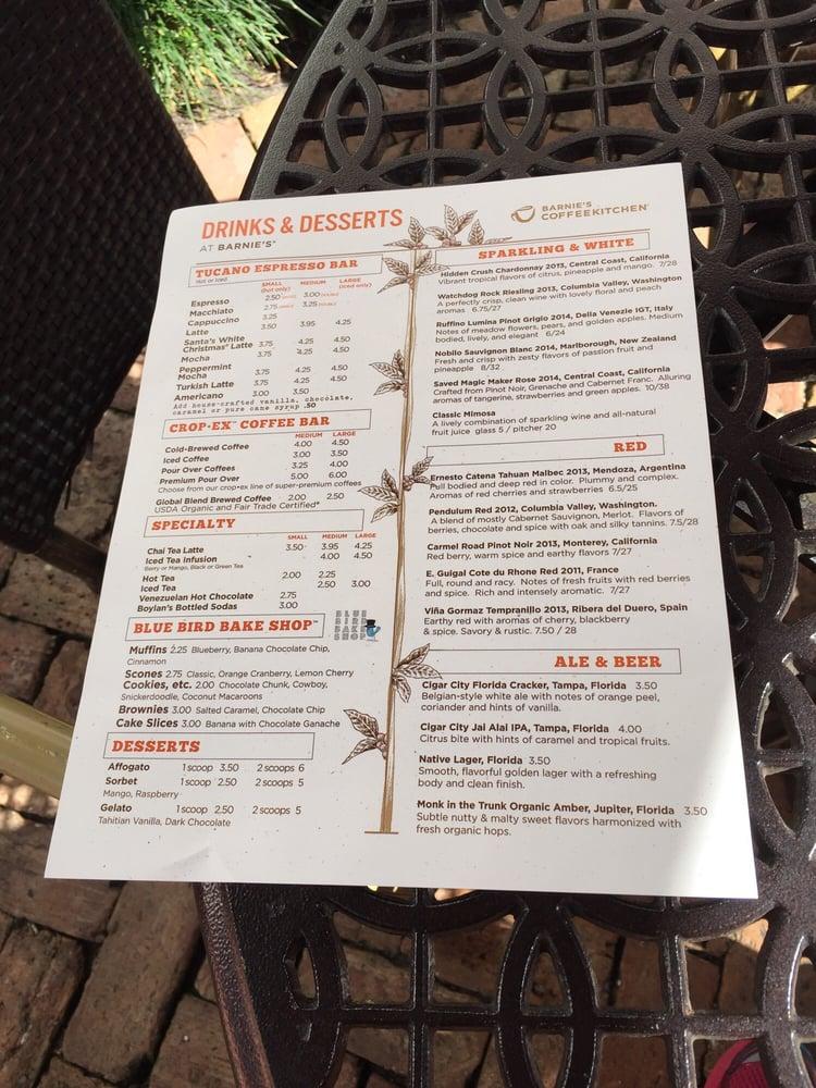 Menu at Barnie's Coffee & Tea Co., Winter Park, 118 S Park Ave