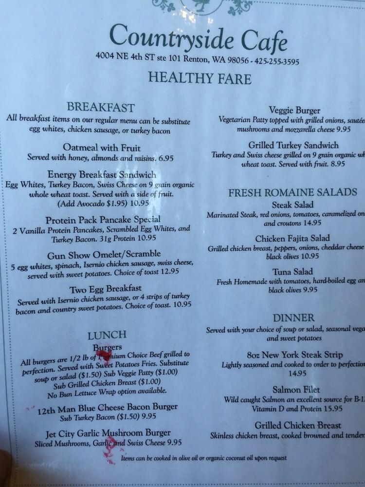 Menu at Countryside Cafe, Renton