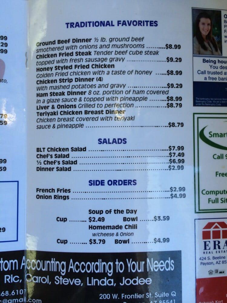 Menu at Crosswinds Restaurant, Payson