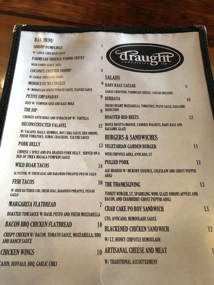 Menu at Draught Industries pub & bar, Beacon