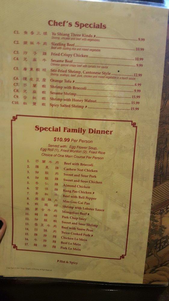 Menu at Mei Mei restaurant, Tucson