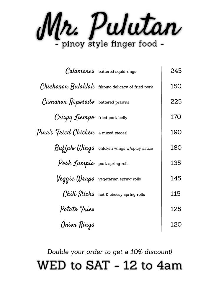 Menu at Pinarella Bay pub & bar, Panglao, Across Tarsier Botanika-Alona