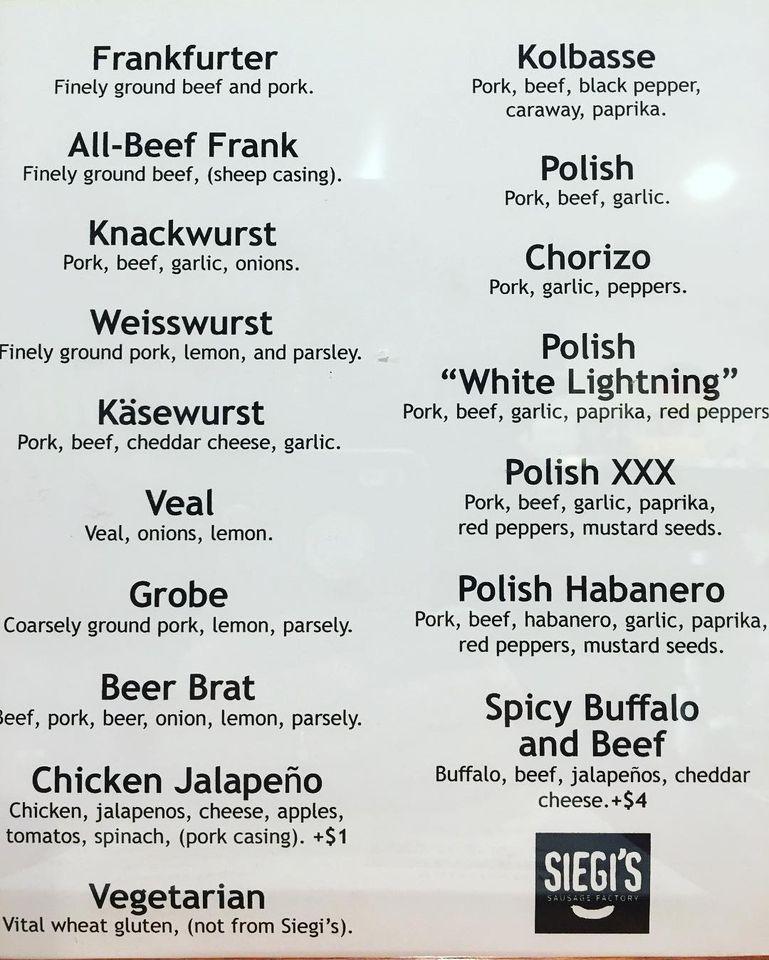 Menu at Ziggy’s Downtown cafe, Siloam Springs