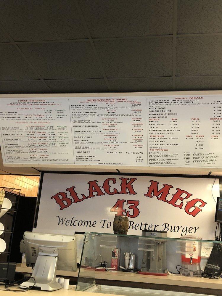Menu at Black Meg 43 restaurant, Copperas Cove, US-190 BUS