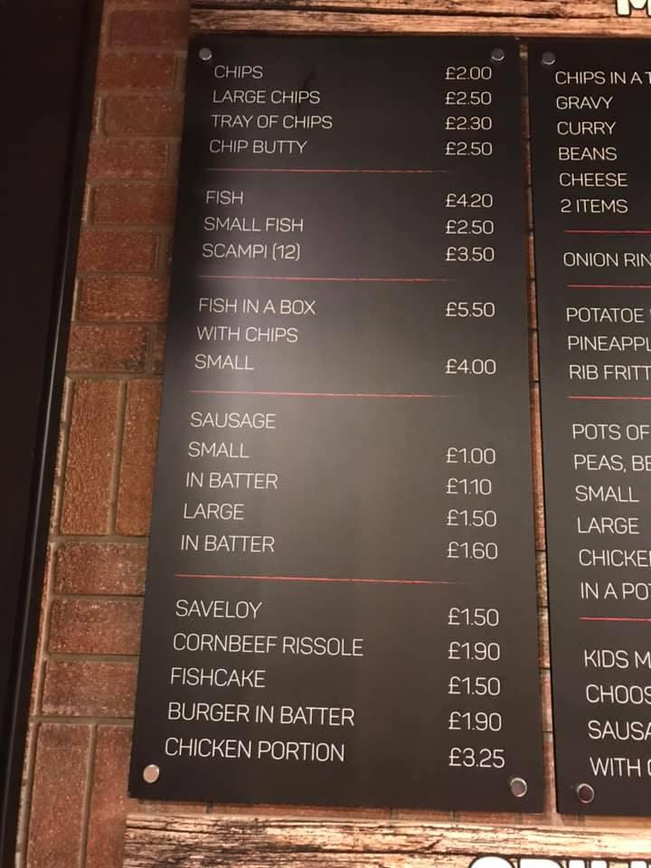 Menu at Bryncae Fish Bar, Pencoed