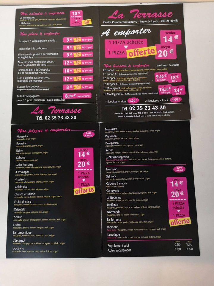 Menu at La Terrasse restaurant, Igoville