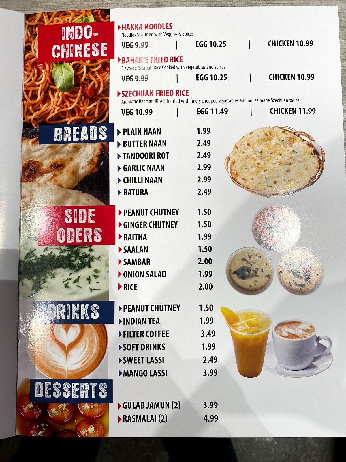 Menu at Bahar Indian Cuisine in Brampton - Authentic Hyderabadi biryani ...