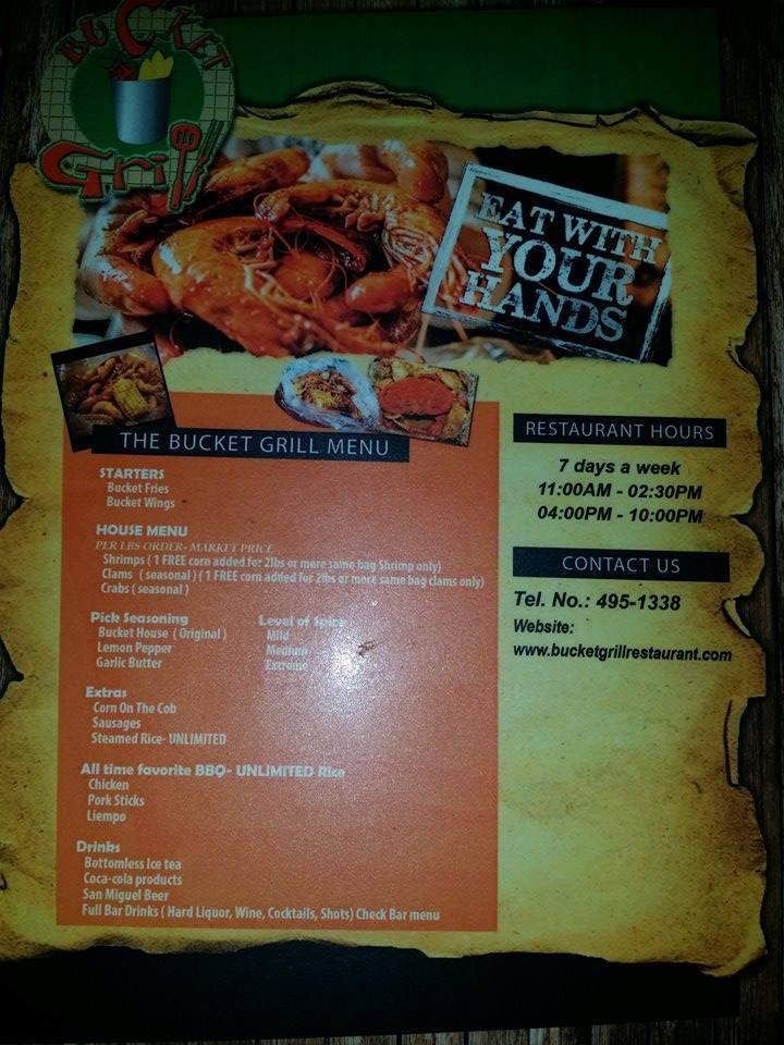 Menu at Bucket Grill pub & bar, Cebu City