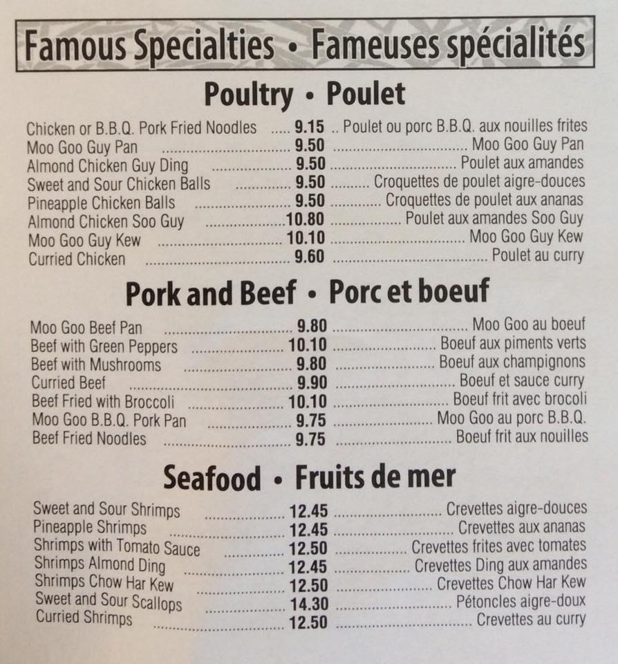 Menu at Chicken King & Chinese Palace Restaurant, Bathurst