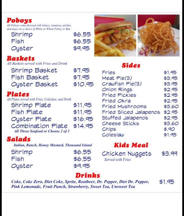 Menu at Po Boy Express restaurant, Central